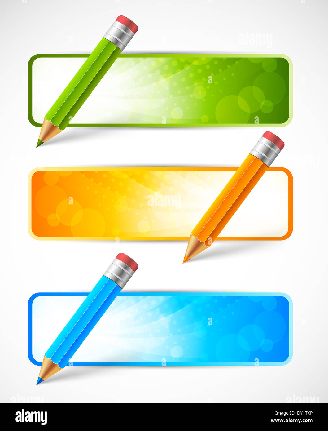 Set of banners with pencils Stock Photo - Alamy
