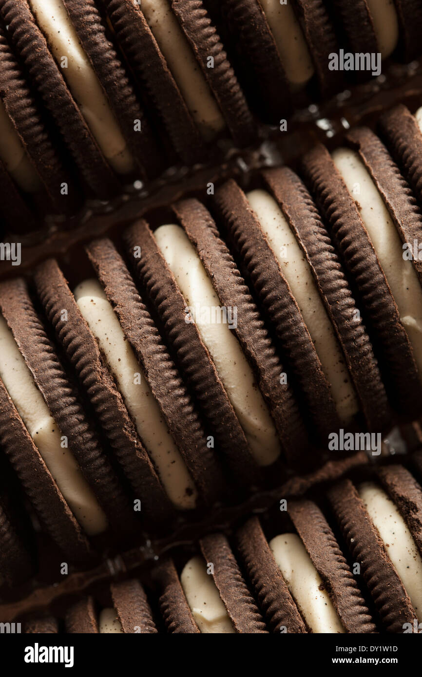Unhealthy Chocolate Cookies with Vanilla Cream Filling Stock Photo - Alamy