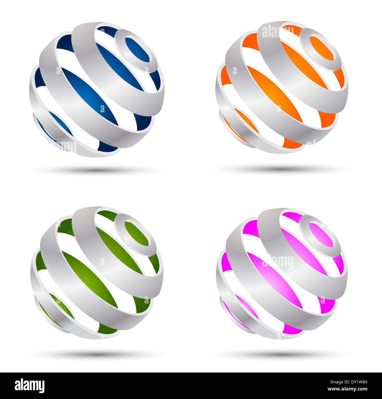 Set of four abstract 3d colour spheres Stock Photo - Alamy