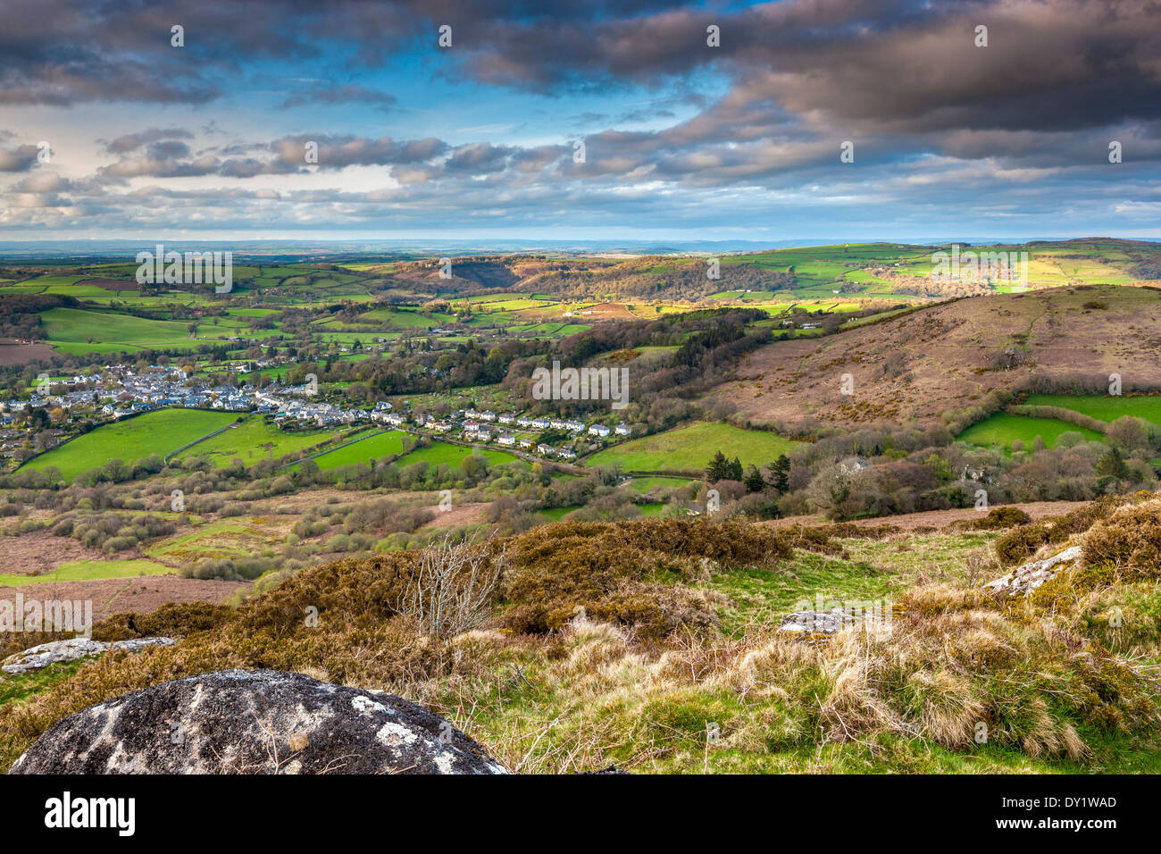 View form Meldon Hill towards Chagford, Dartmoor National Park, West ...