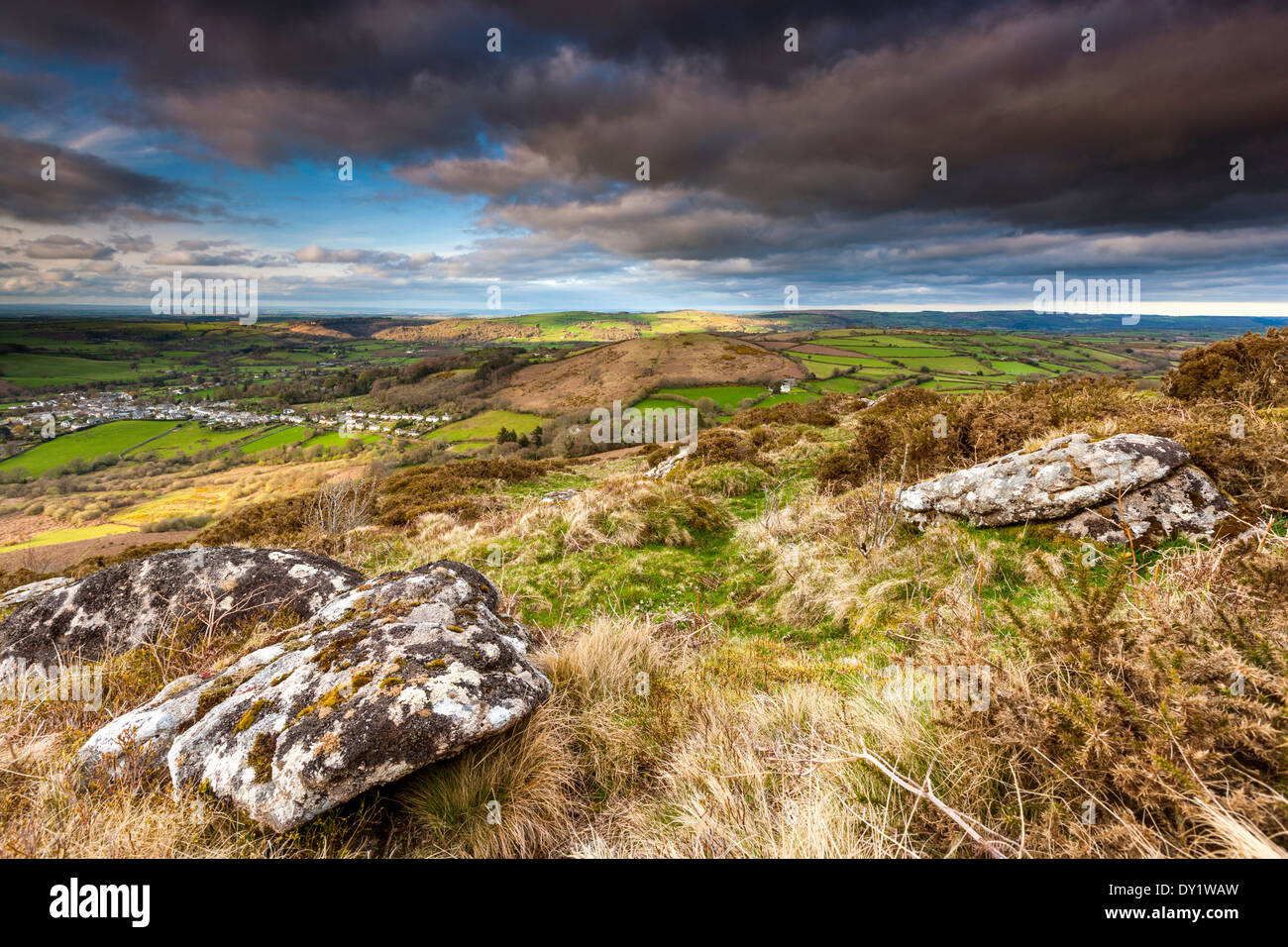 View form Meldon Hill towards Chagford, Dartmoor National Park, West ...