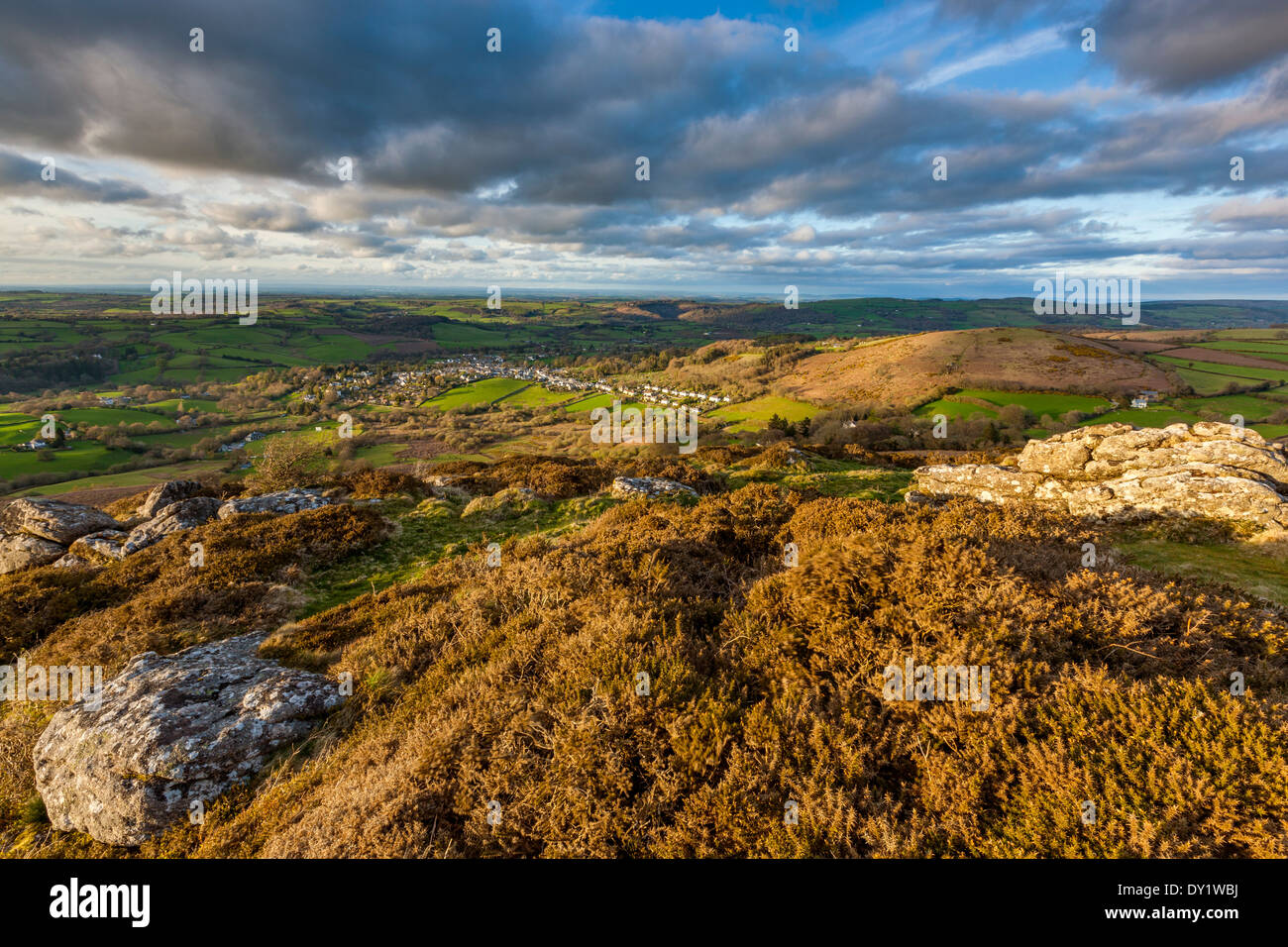 View form Meldon Hill towards Chagford, Dartmoor National Park, West ...