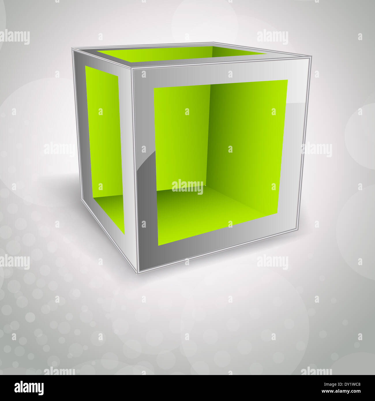 Bright modern background with green 3d cube Stock Photo - Alamy