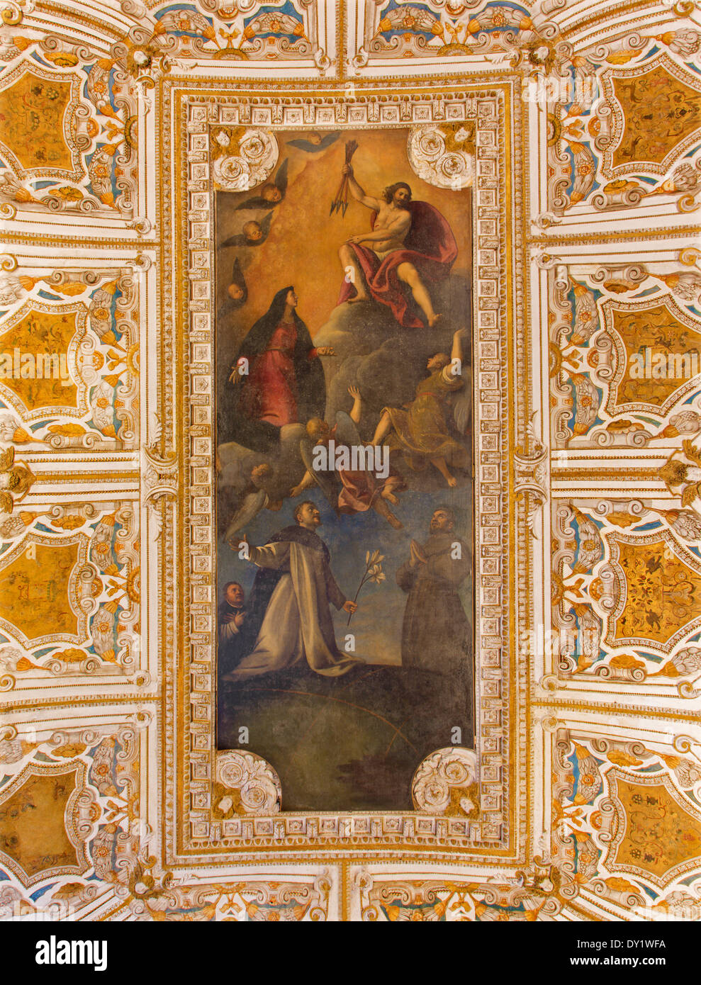 VENICE, ITALY - MARCH 12, 2014: Ceiling of sacristy of Basilica di san ...
