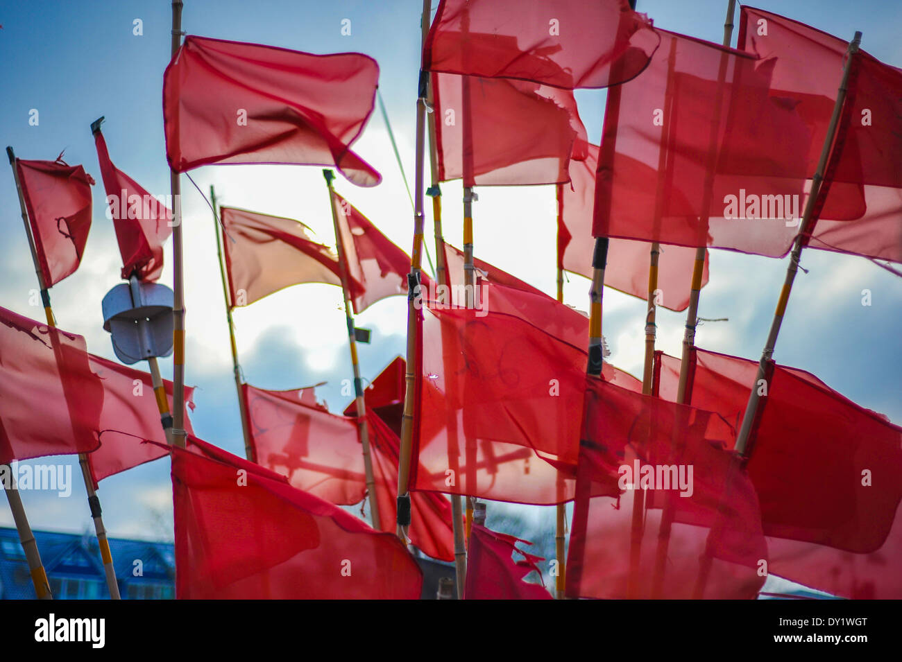 Fischernetz-Markierungen, Flags for a fishermens network Stock Photo ...