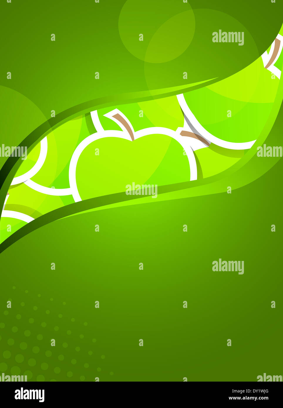 Green apple concept background with wavy line Stock Photo - Alamy