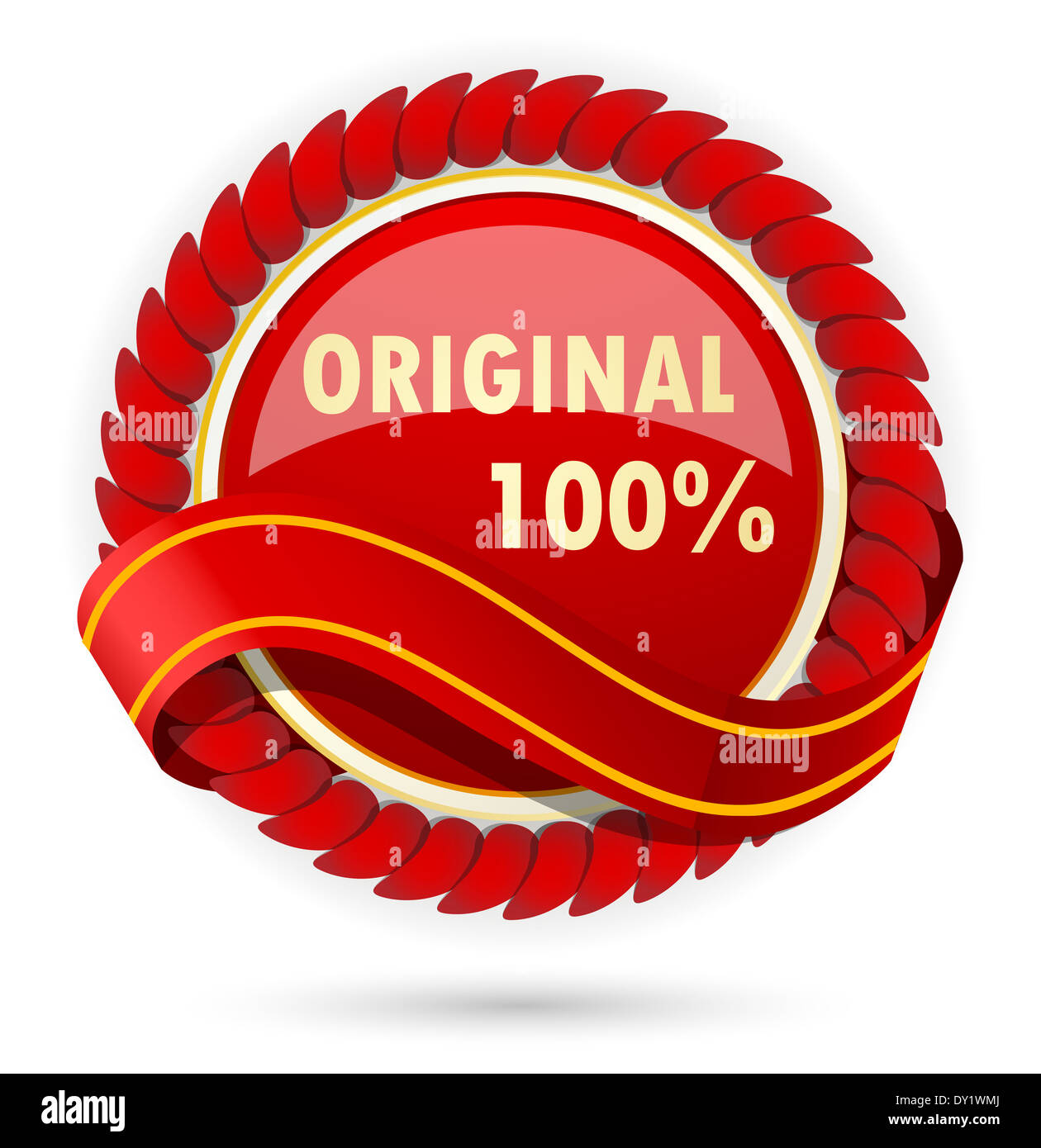 Design element with red label and ribbon Stock Photo - Alamy