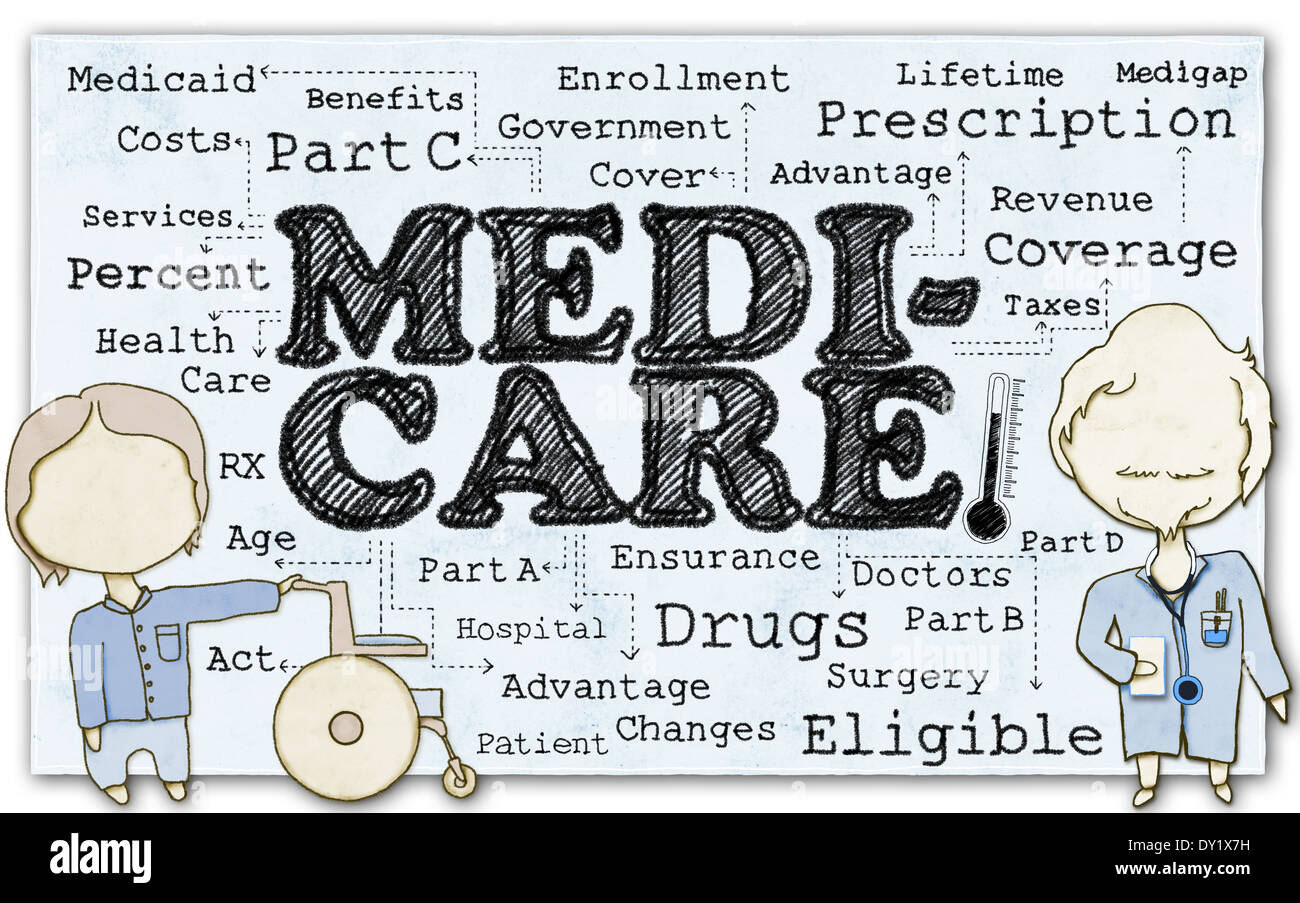 Drawing of Medicare with Stick Men and Clipping Path Stock Photo - Alamy