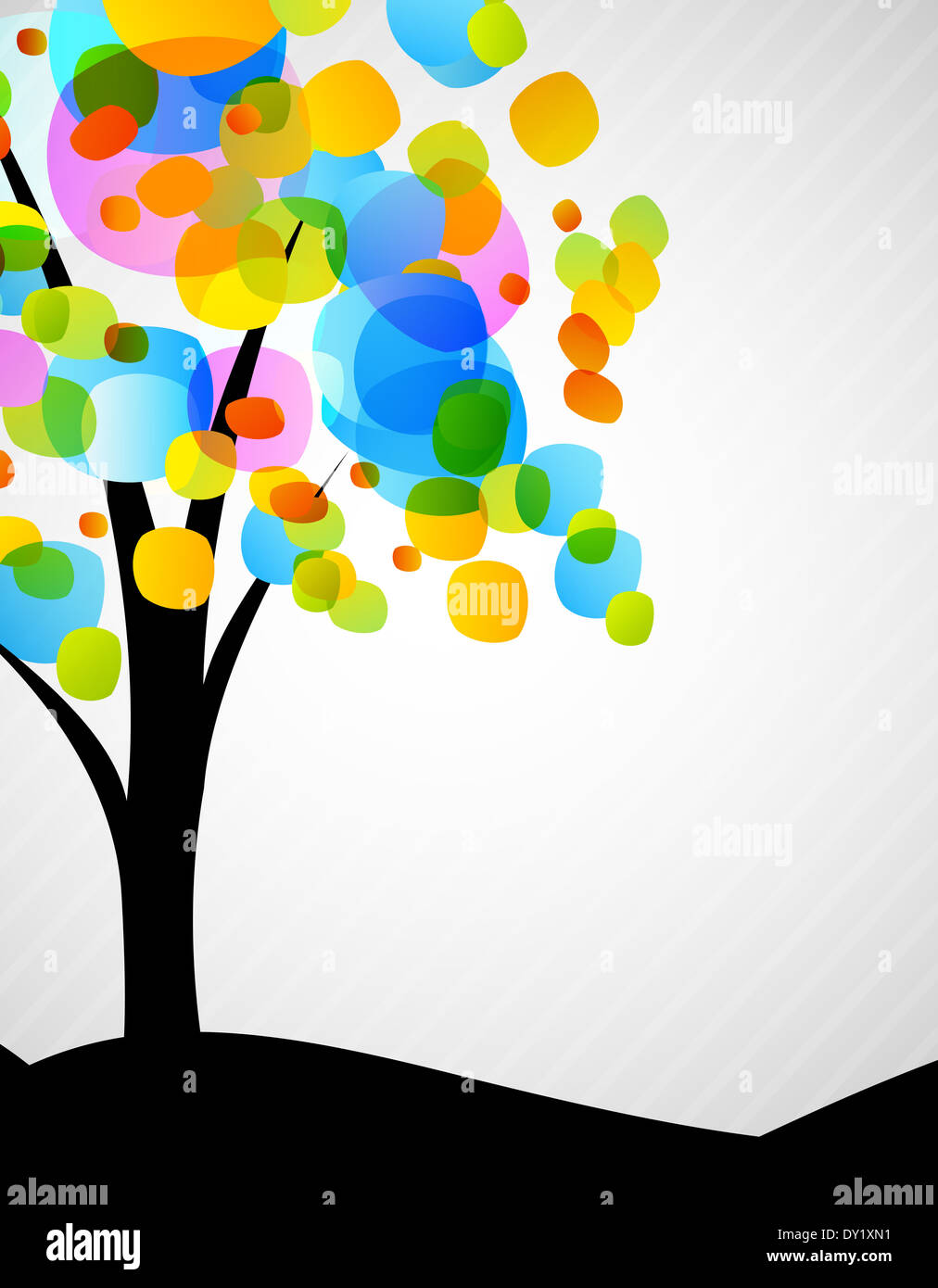 Background with abstract tree with color circles Stock Photo - Alamy