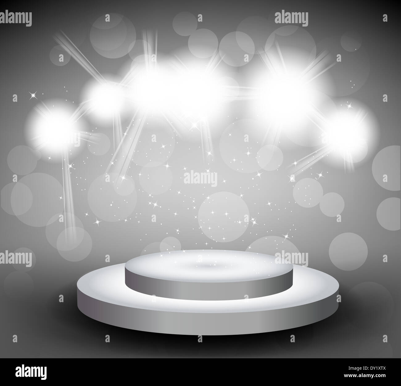 Grey background with round stage and light Stock Photo - Alamy