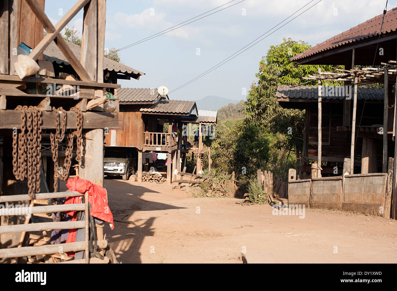 Small remote rural beautiful Karen hill tribe village in Northern ...