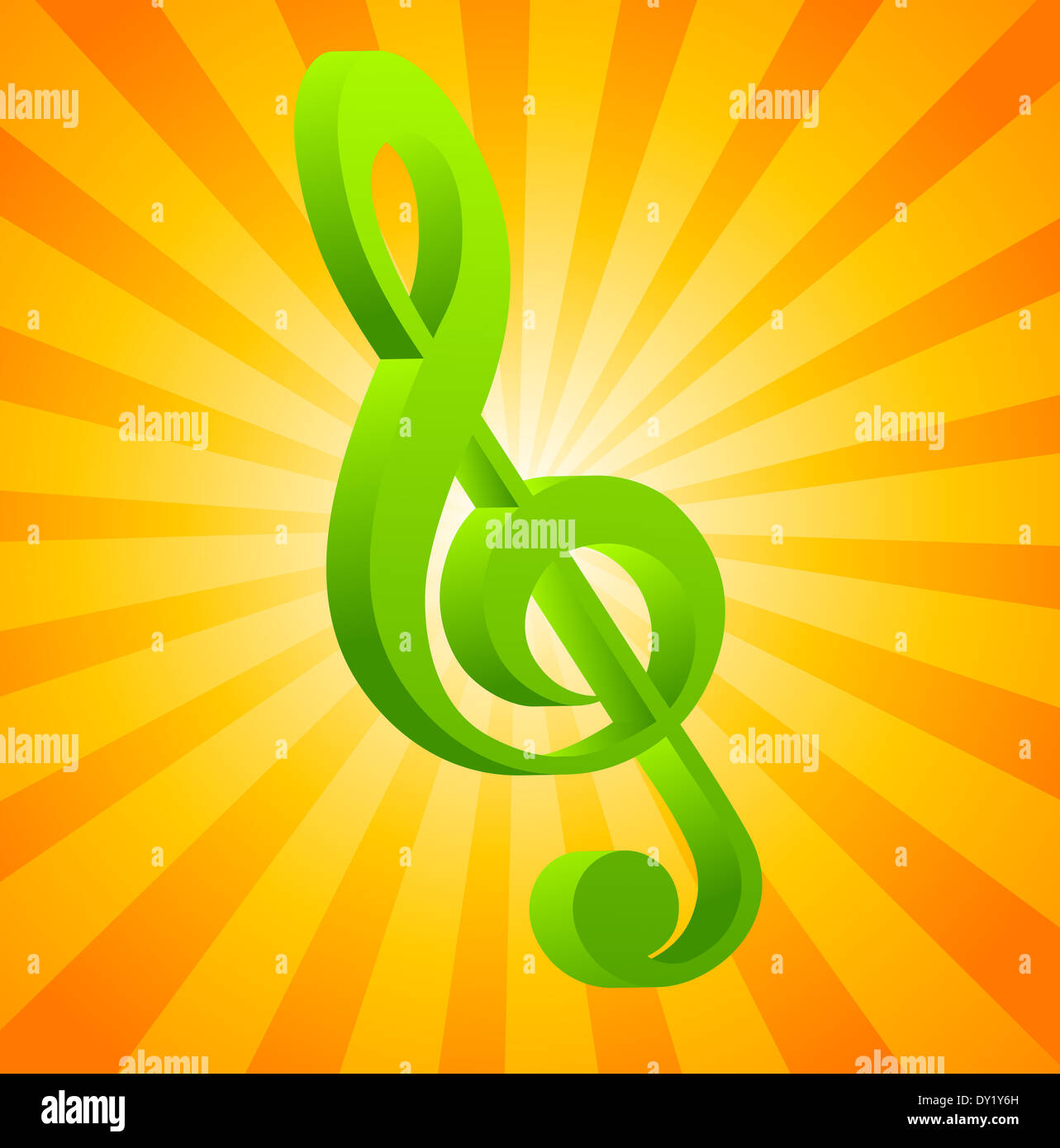 G clef on orange background with rays Stock Photo - Alamy