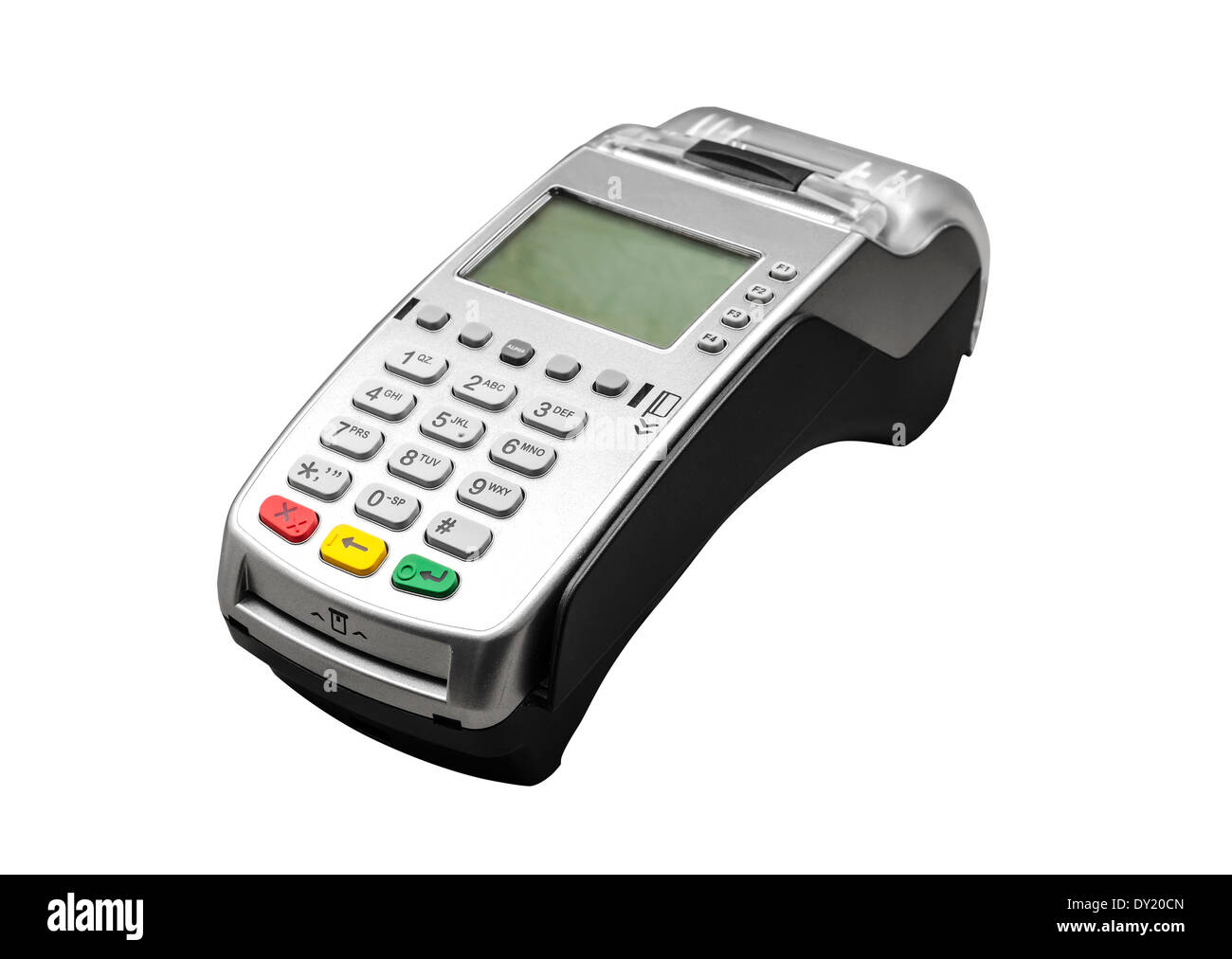 Bank terminal isolated on a white background Stock Photo - Alamy