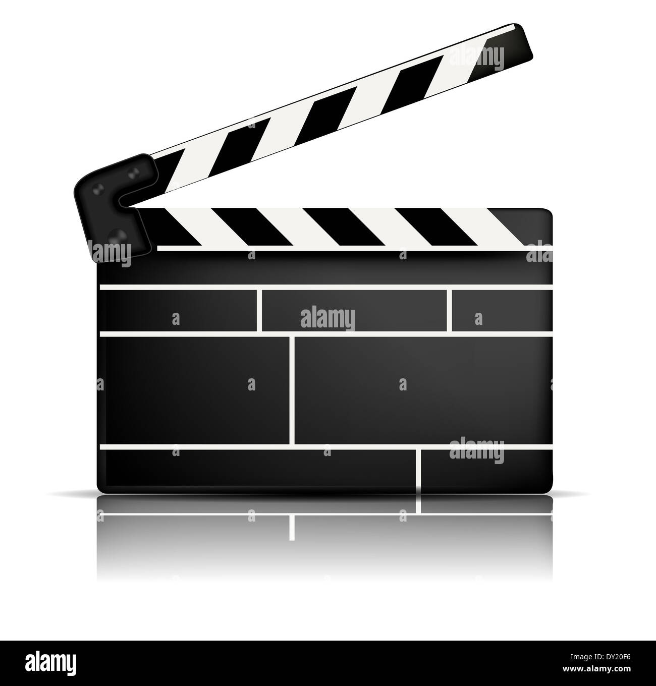 White background with one black movie clapper Stock Photo - Alamy