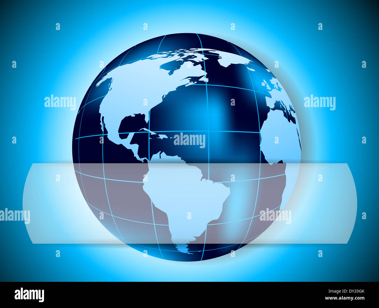 Bright blue background with globe and line Stock Photo - Alamy