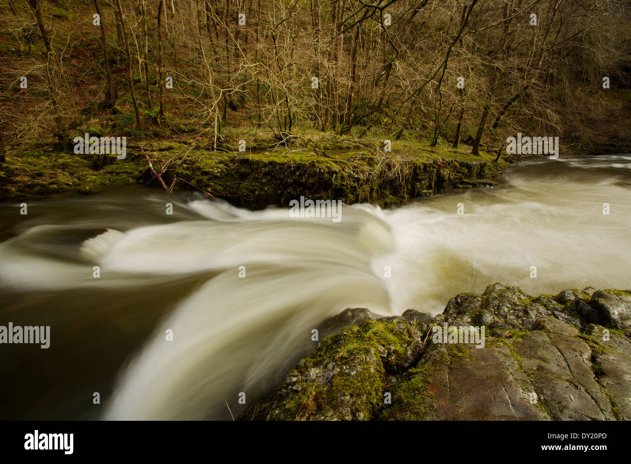 Long exposure of fast flowing river scene,River Neath, Pontneddfechan ...