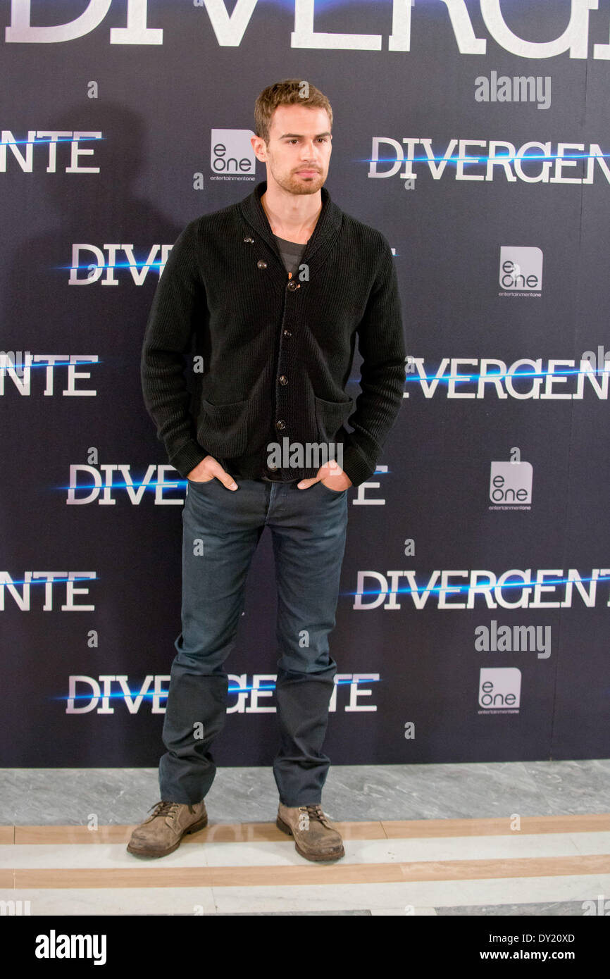 Madrid, Spain. 3rd Apr, 2014. English actor Theo James poses for ...