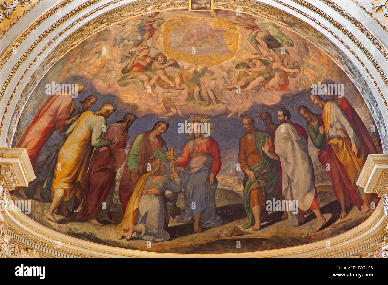 Bologna - Christ give the symbolic keys to st. Peter. Saint Peters ...