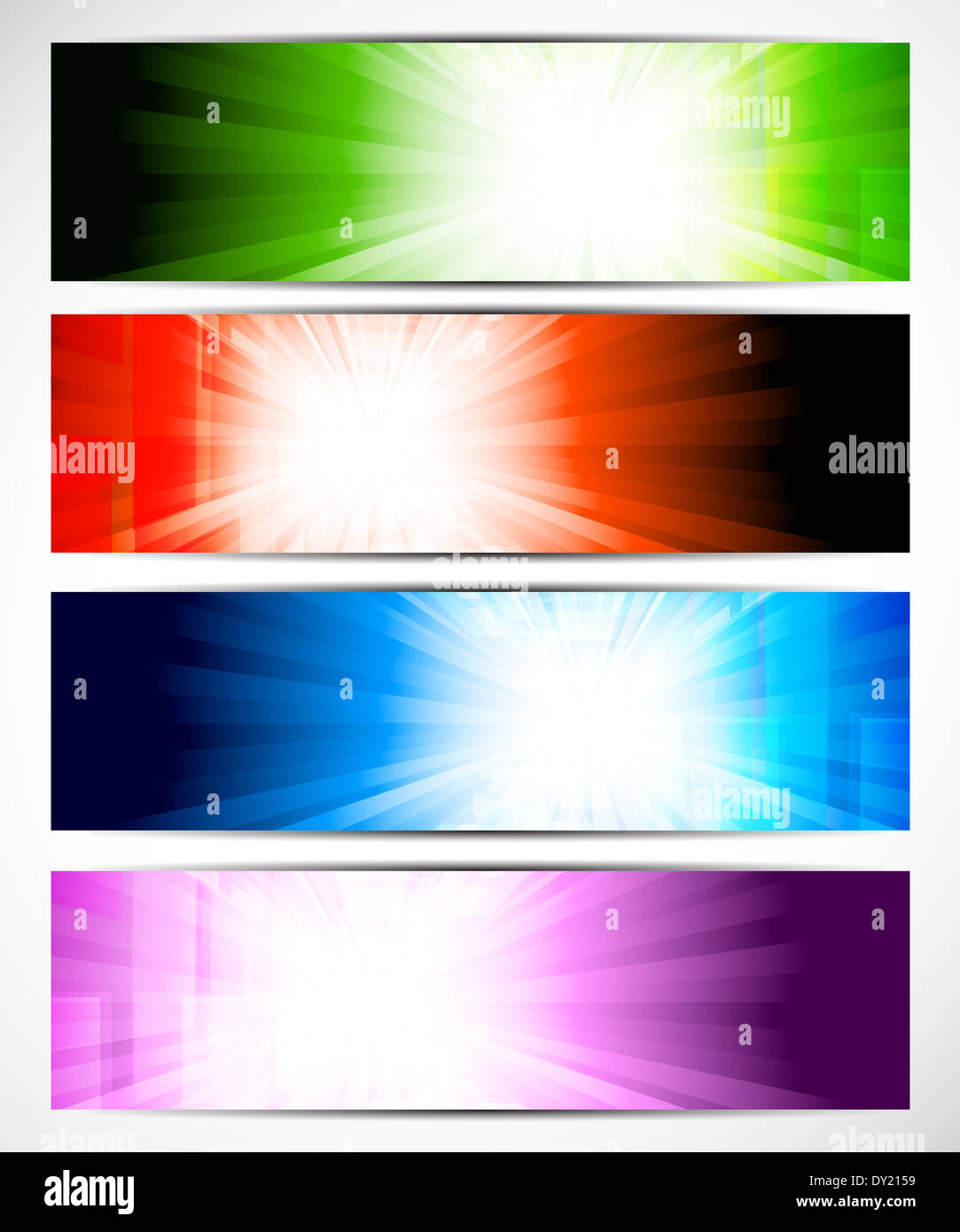 Set of bright color banners with rays Stock Photo - Alamy