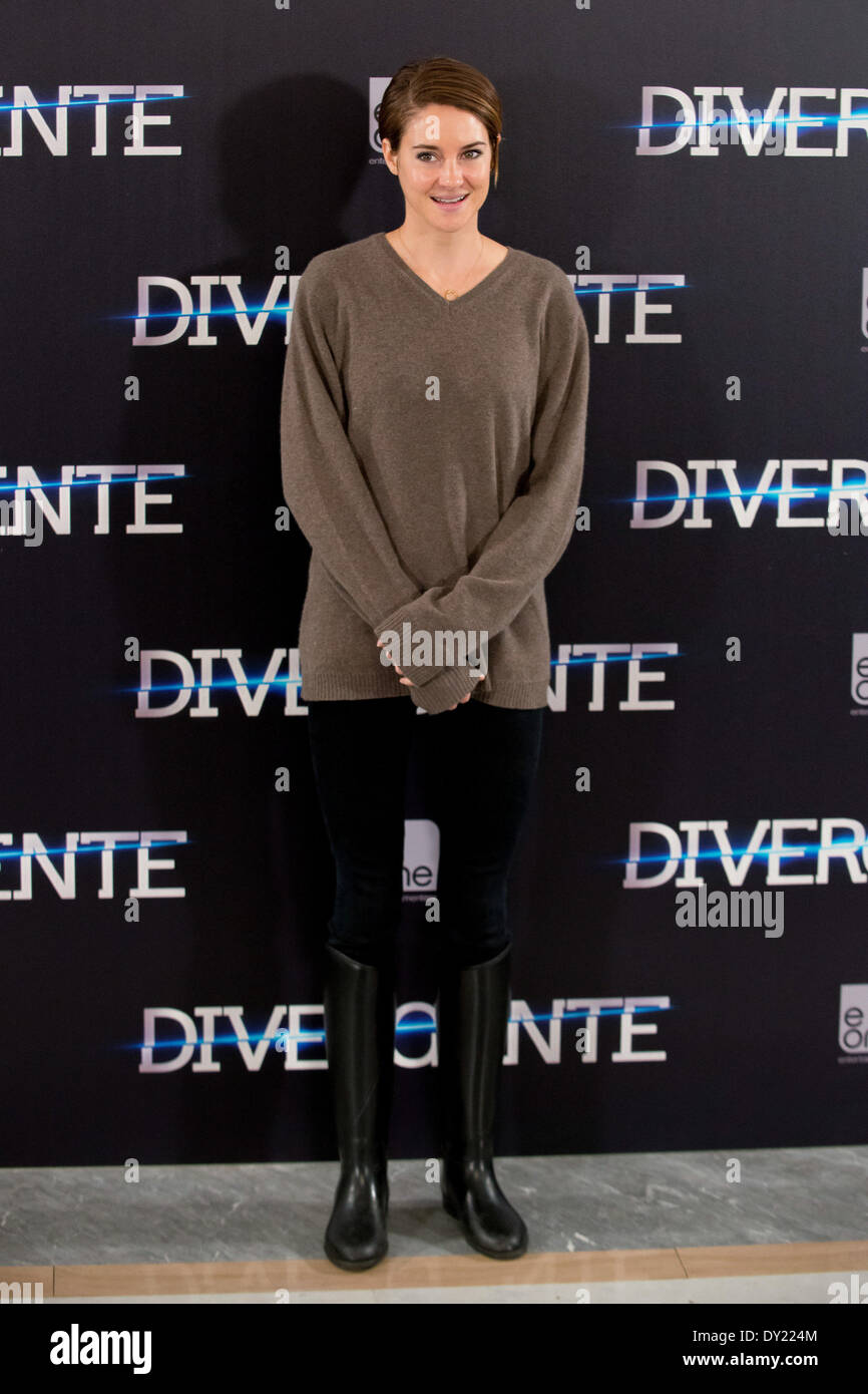 Madrid, Spain. 3rd Apr, 2014. US actress Shailene Woodley poses for ...