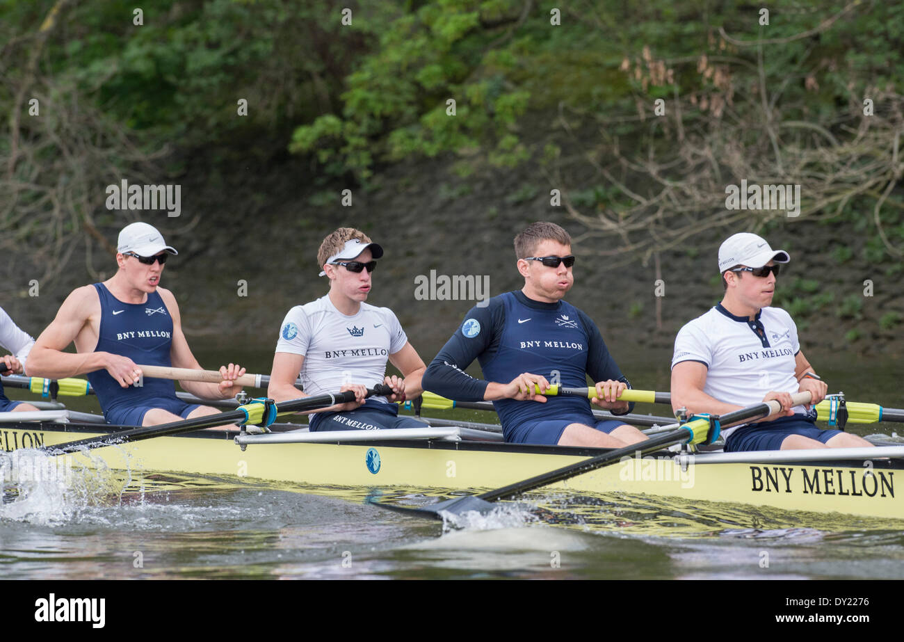 London, UK . 03rd Apr, 2014. Practice Outing by Oxford University Boat ...