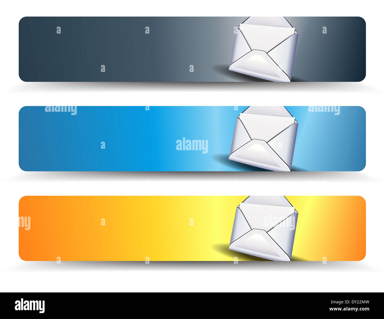 email web banners in three different colors Stock Photo - Alamy