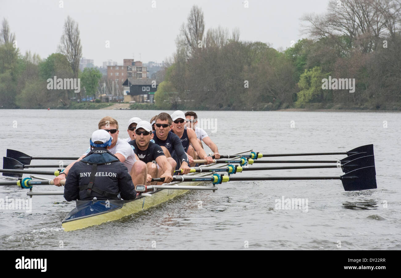 London, UK . 03rd Apr, 2014. Practice Outing by Oxford University Boat ...