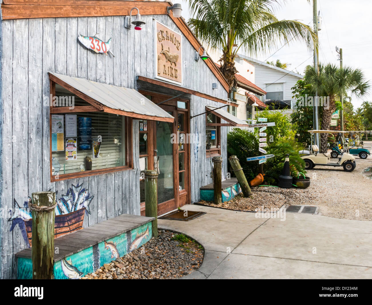 Weathered Wooden Building with Kitschy Humorous Directional Sign Post ...