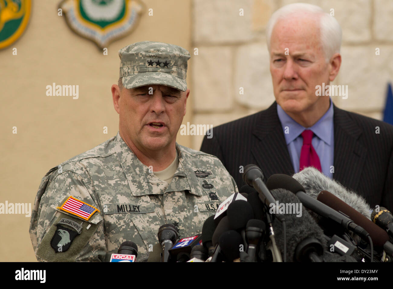 Fort Hood Army Post commander Lt. Gen. Mark Milley speaks to media ...