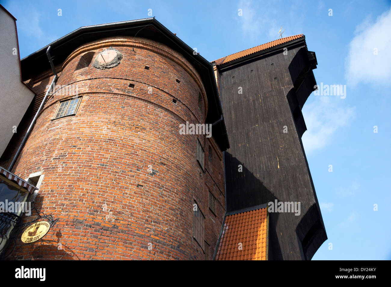 Giant medieval dock crane on the waterfront in Gdańsk Danzig Poland ...