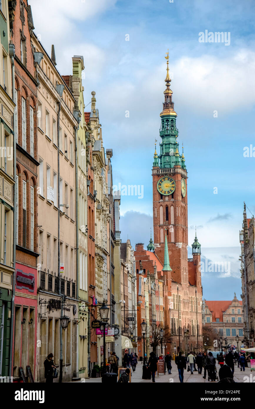 Gdansk main square and town hall clock Stock Photo - Alamy