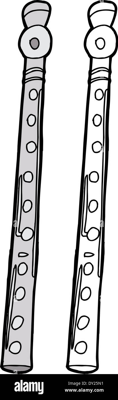 Cartoon of isolated flute instrument over white Stock Photo - Alamy