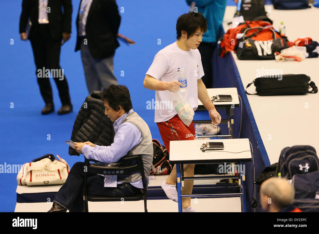 Tokyo Metropolitan Gymnasium, Tokyo, Japan. 3rd Apr, 2014. (L to R ...