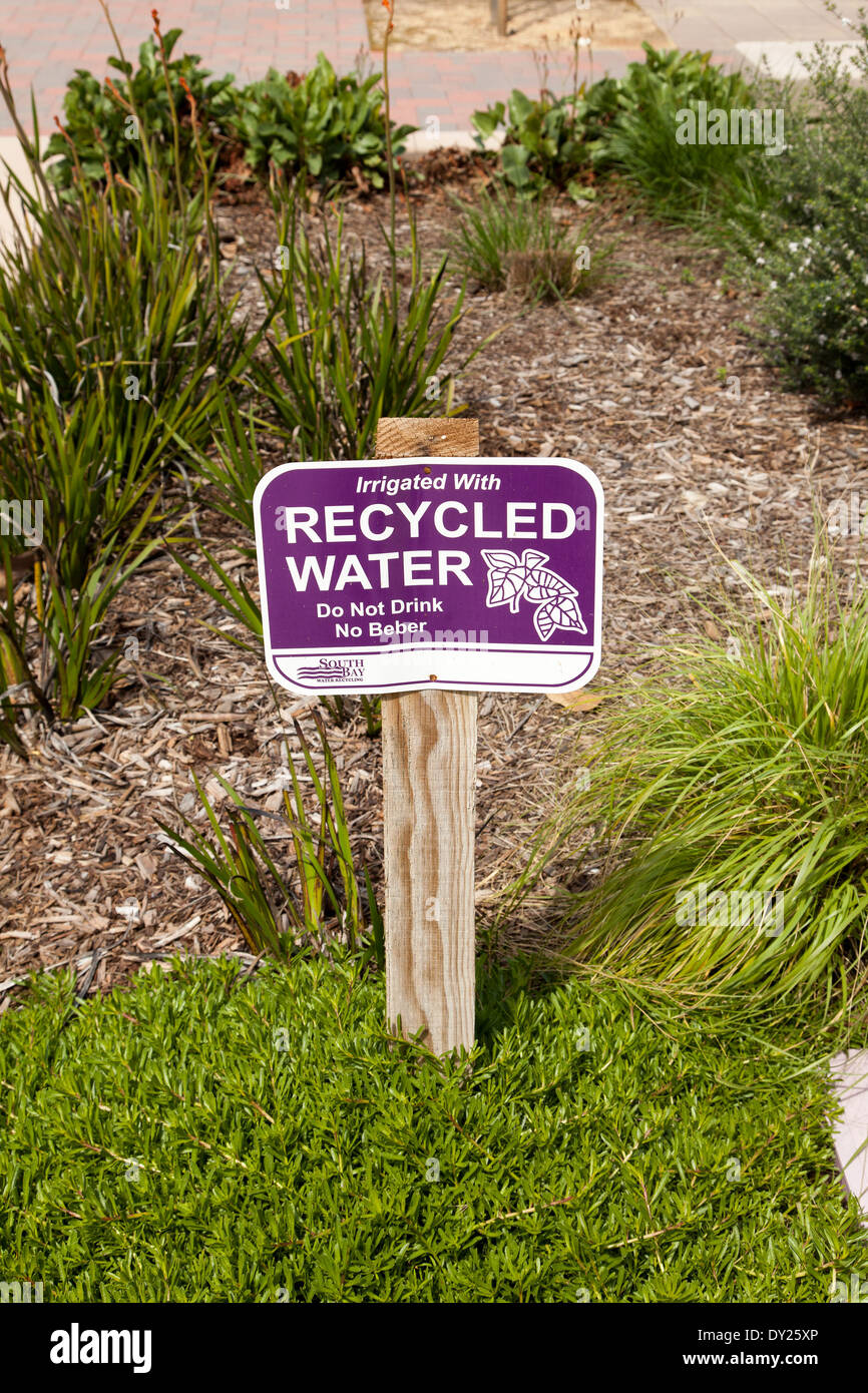 Irrigated with recycled water sign--Do not drink Stock Photo - Alamy