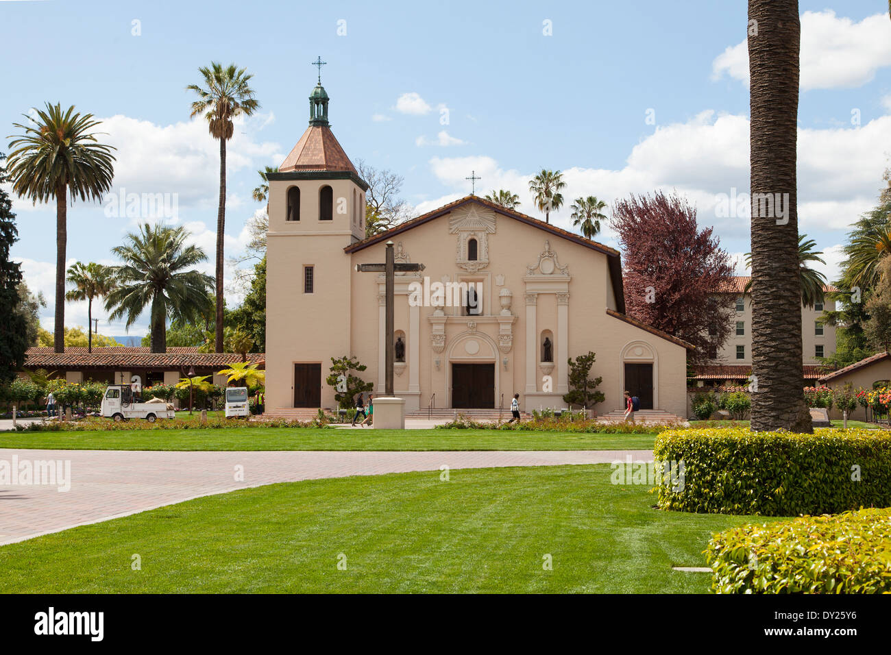 A frontal view of the Mission Santa Clara at Santa Clara University ...