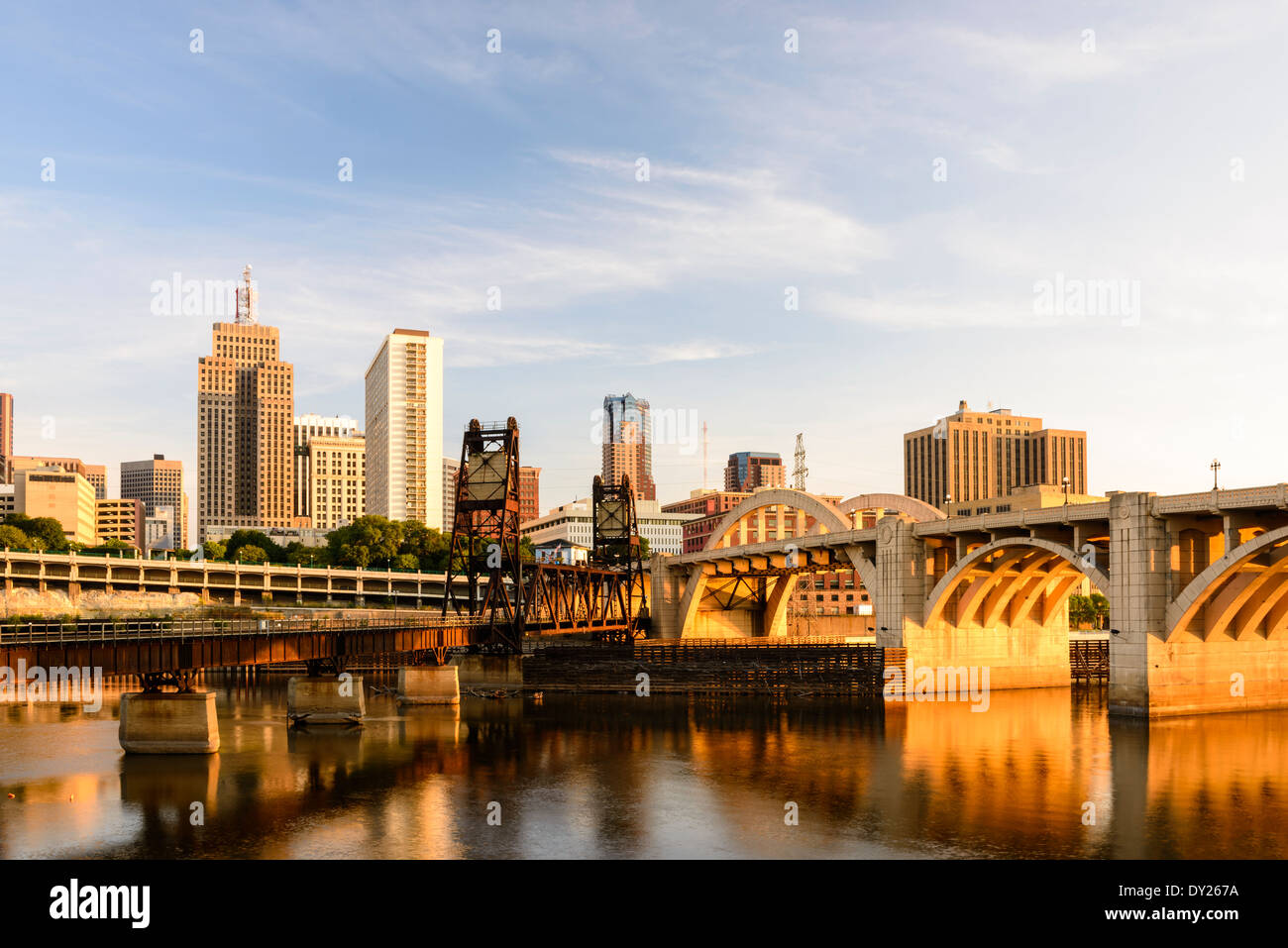 St. Paul, Minnesota skyline along the Mississippi River with Roberts ...
