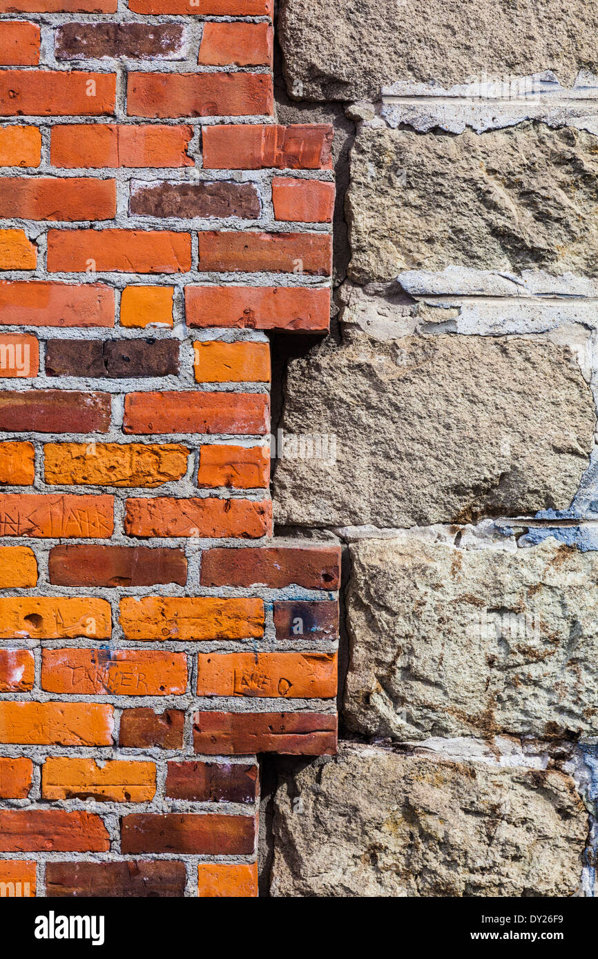 Abstract image of red brick and stone construction Stock Photo - Alamy