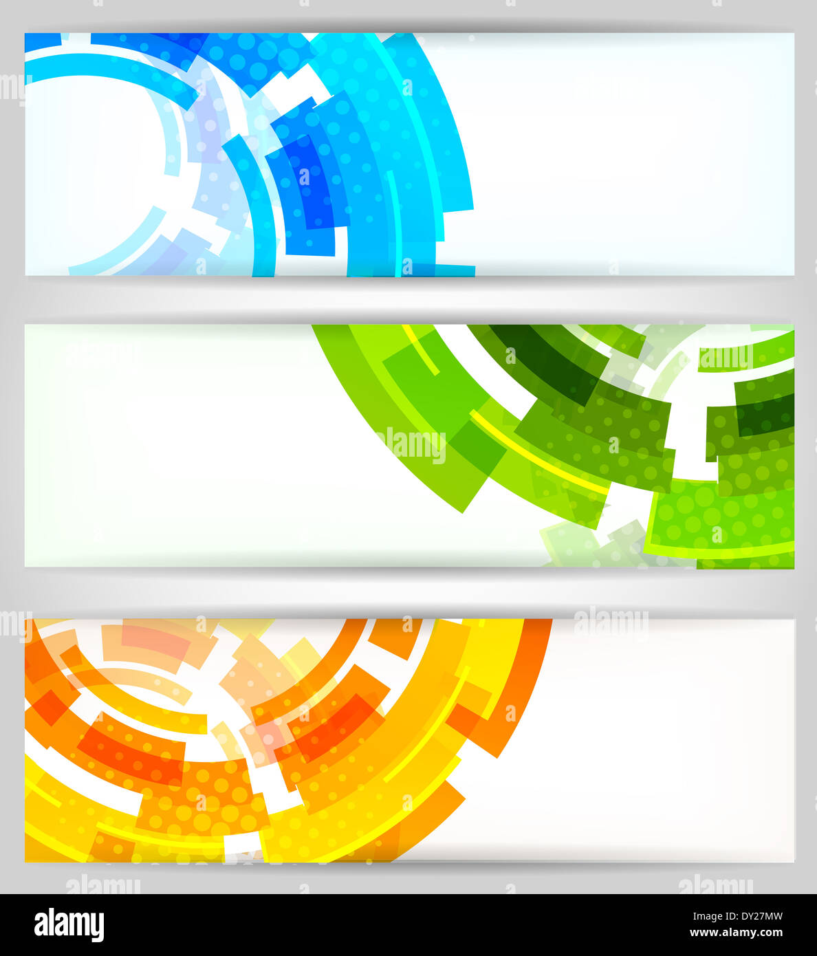 Set of color tech banners and circle Stock Photo - Alamy