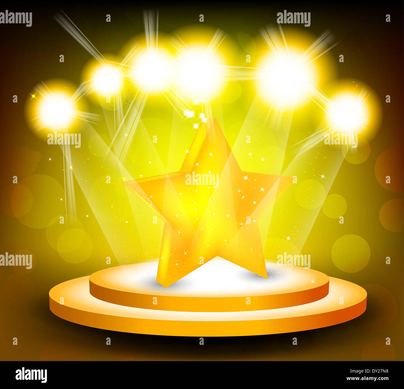 Bright orange background with stage and star Stock Photo - Alamy