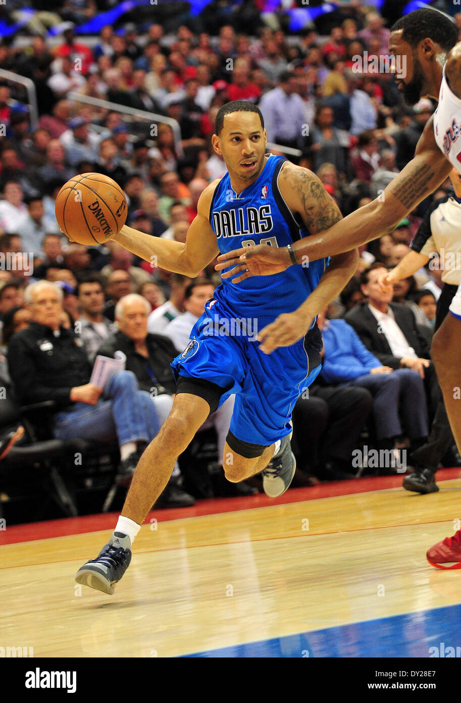 Los Angeles, CA, USA. 3rd April, 2014. Devin Harris of the Mavericks ...