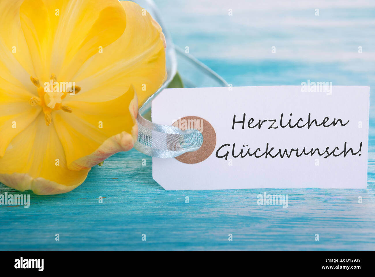 Label with the German Words Herzlichen Glueckwunsch which means Happy ...