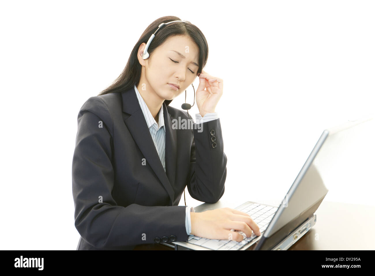 Woman with headset sad hi-res stock photography and images - Alamy