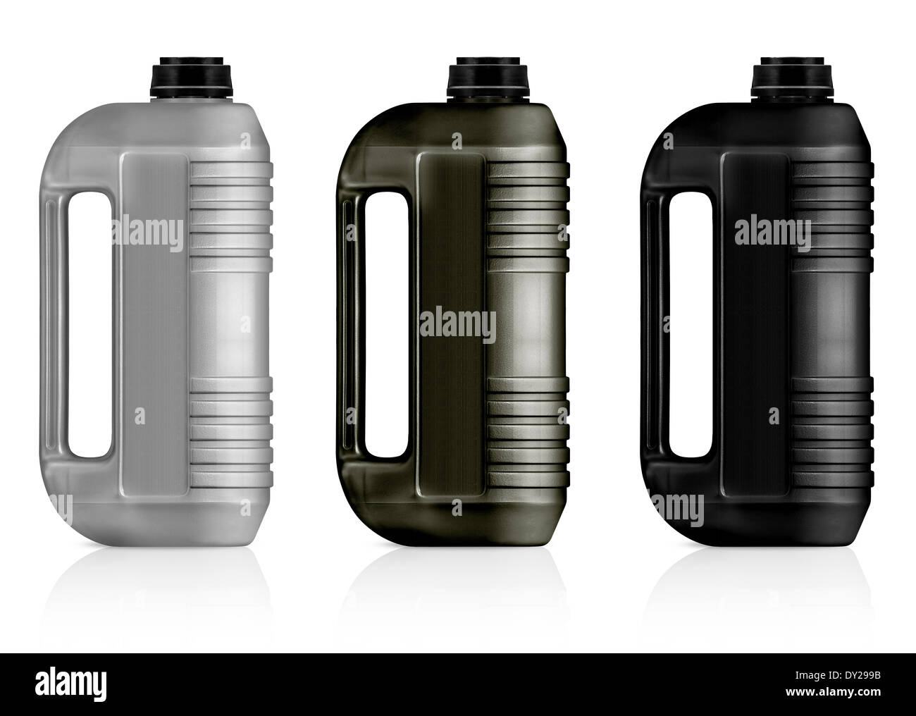White, gray, black plastic gallon, jerry can isolated on a white ...