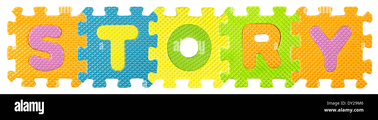 Story word created from Alphabet puzzle isloated on white background ...