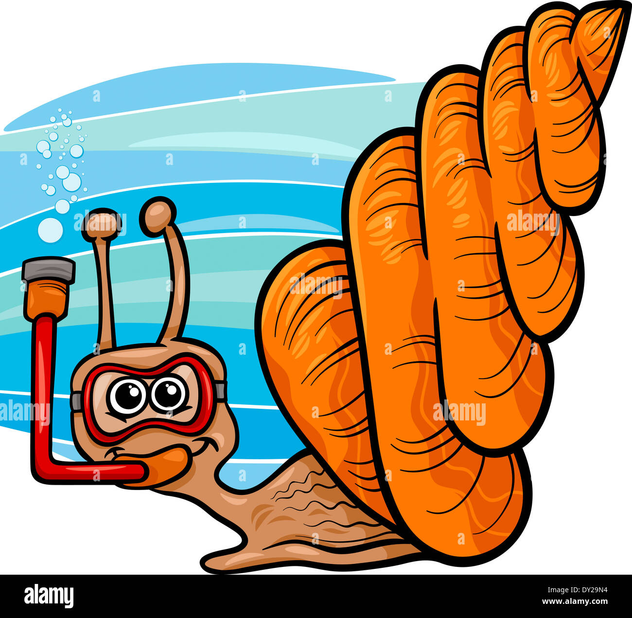 Cartoon Illustration of Funny Sea Snail Mollusk Underwater Stock Photo ...