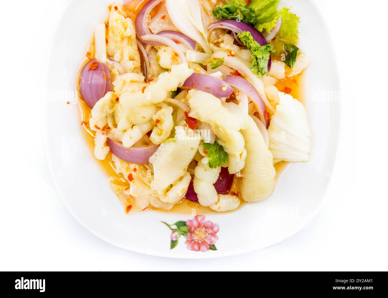 Spicy feet chicken salad on white background Stock Photo - Alamy