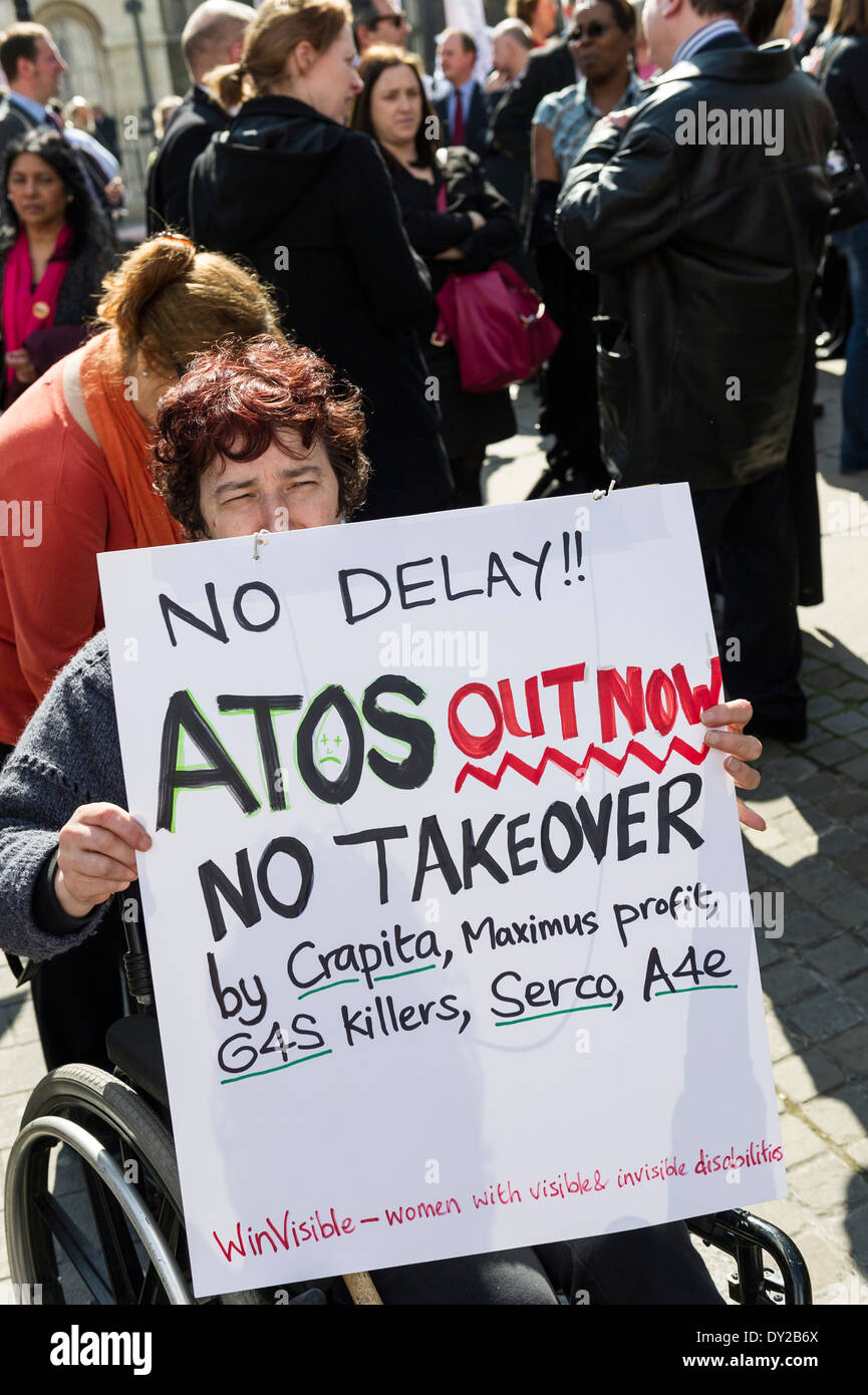 A disabled woman protesting against ATOS Stock Photo - Alamy