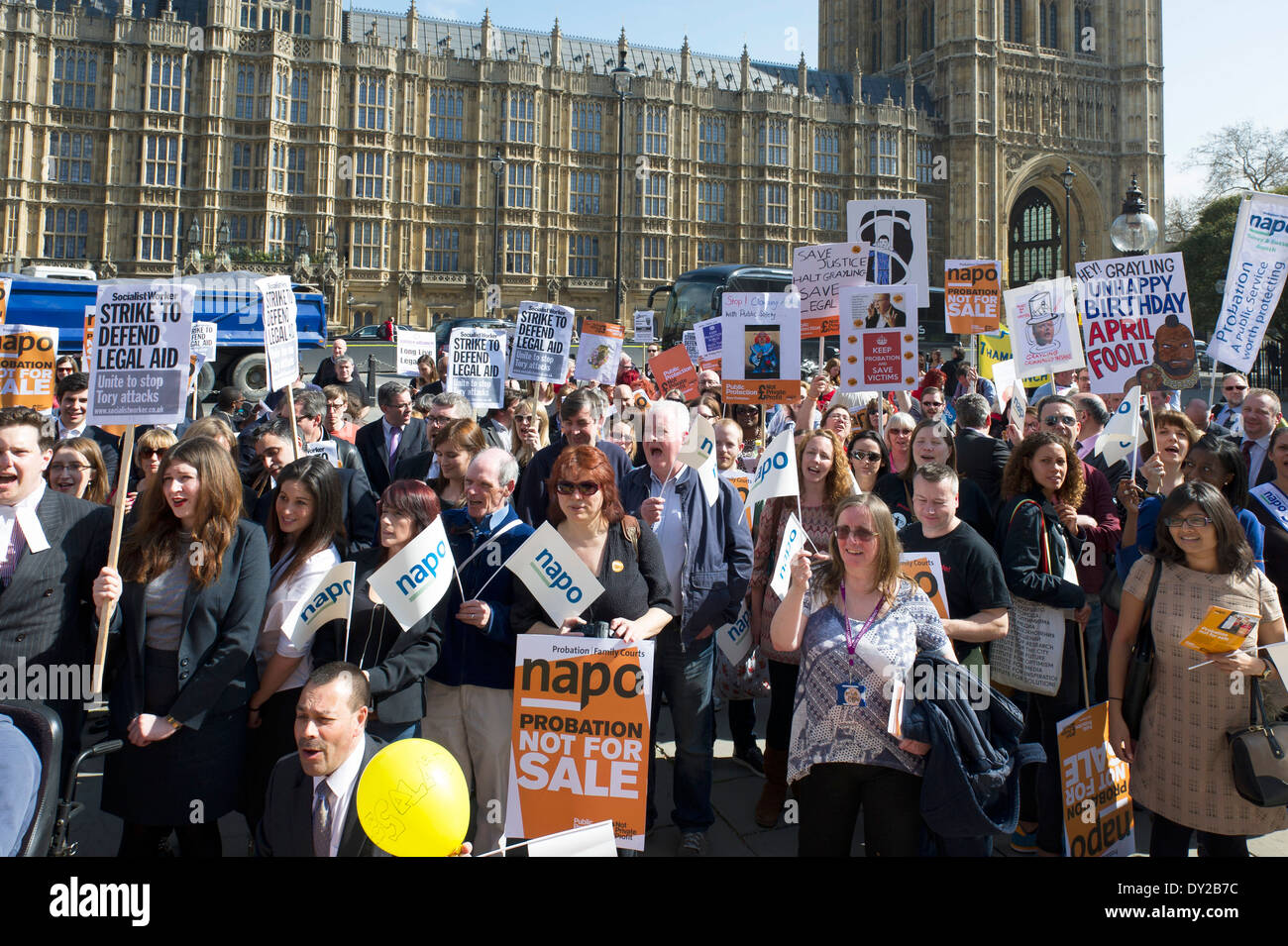 Protesters demonstrating against privatisation of the probation service ...