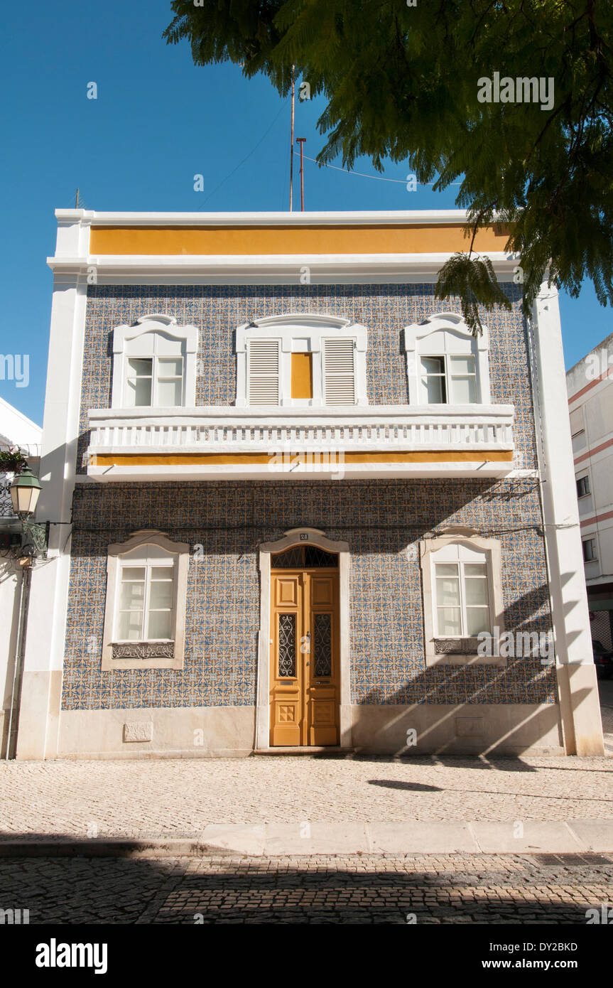 Traditional tiled house in the old town of Faro, Portugal Stock Photo ...
