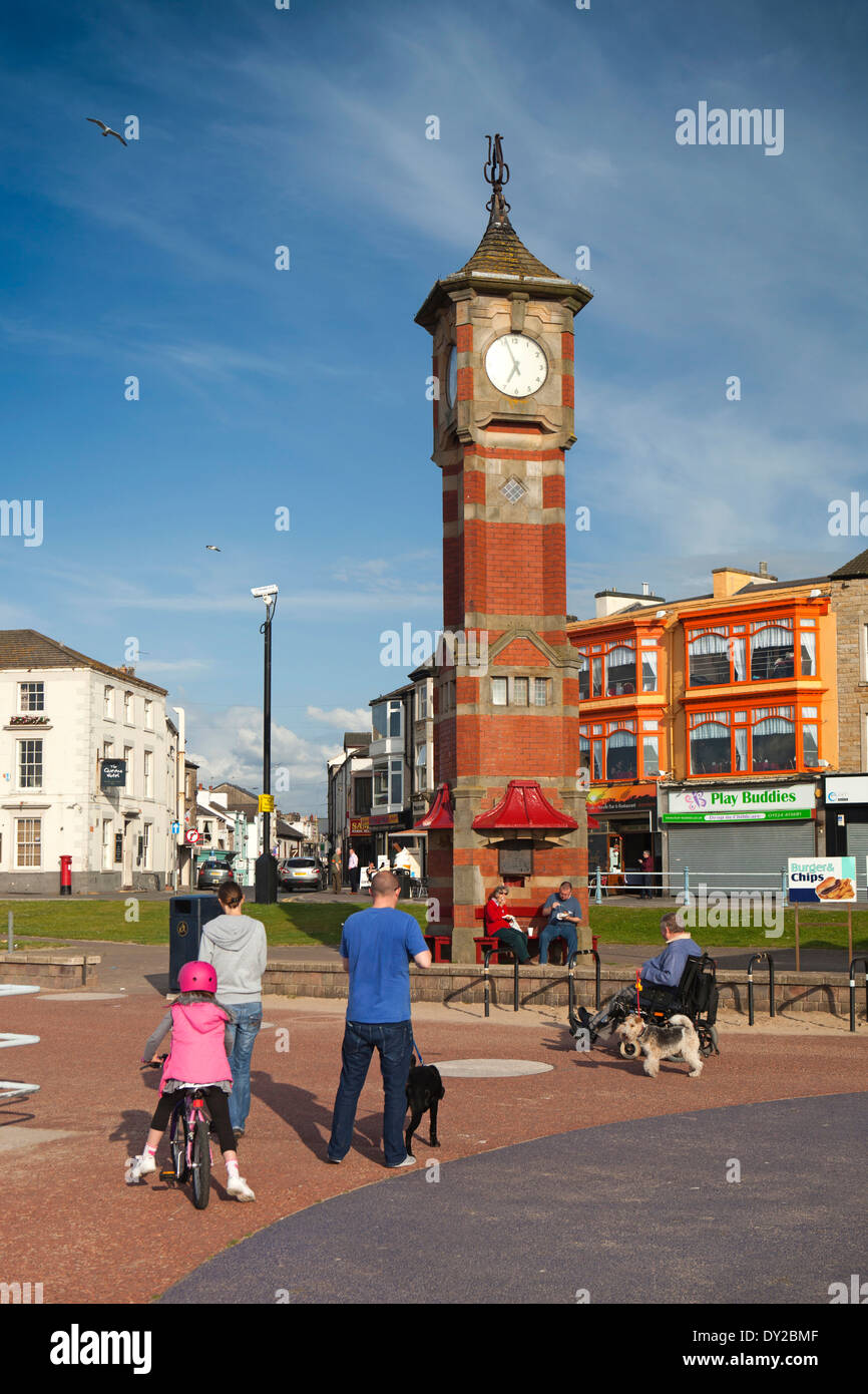 UK, England, Lancashire, Morecambe, promenade clock tower Stock Photo ...